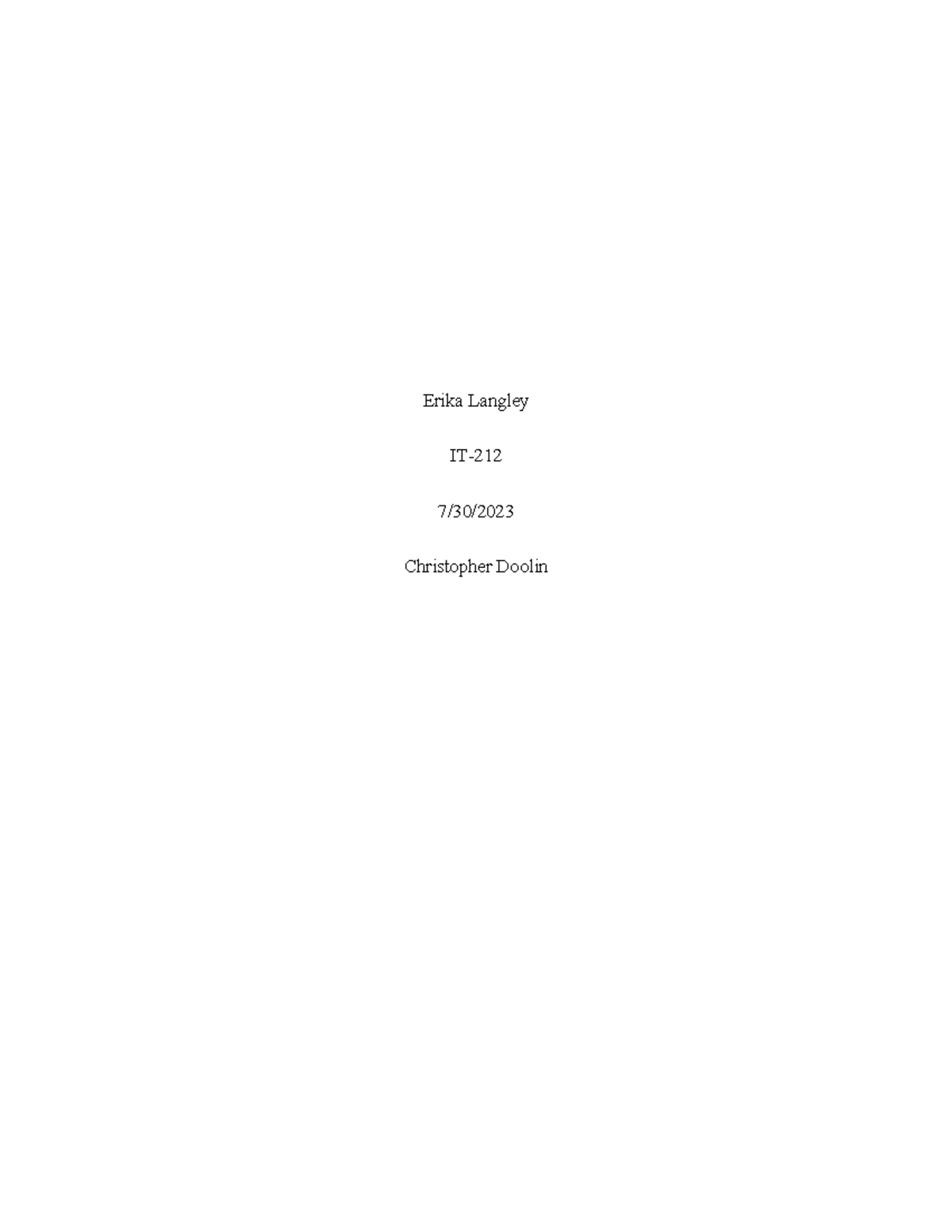 Erika Langley IT 212 up Dated - Erika Langley IT- 7/30/ Christopher ...