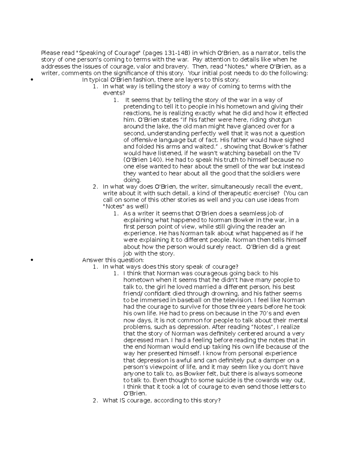 DB 1 - UF200: Moral Courage - Please read "Speaking of Courage" (pages ...