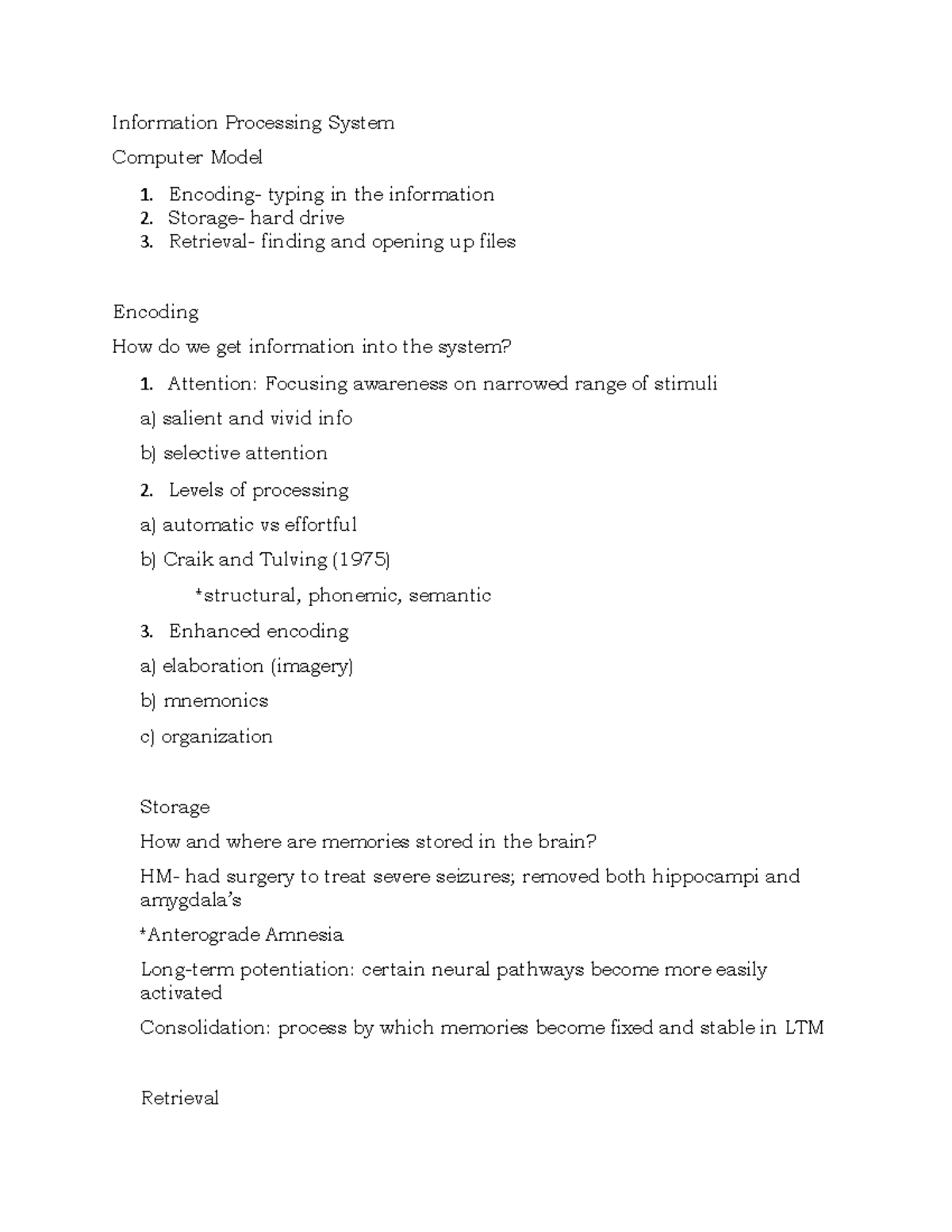 Psychology Notes 3 Warning Tt Undefined Function 32 Information Processing System Computer