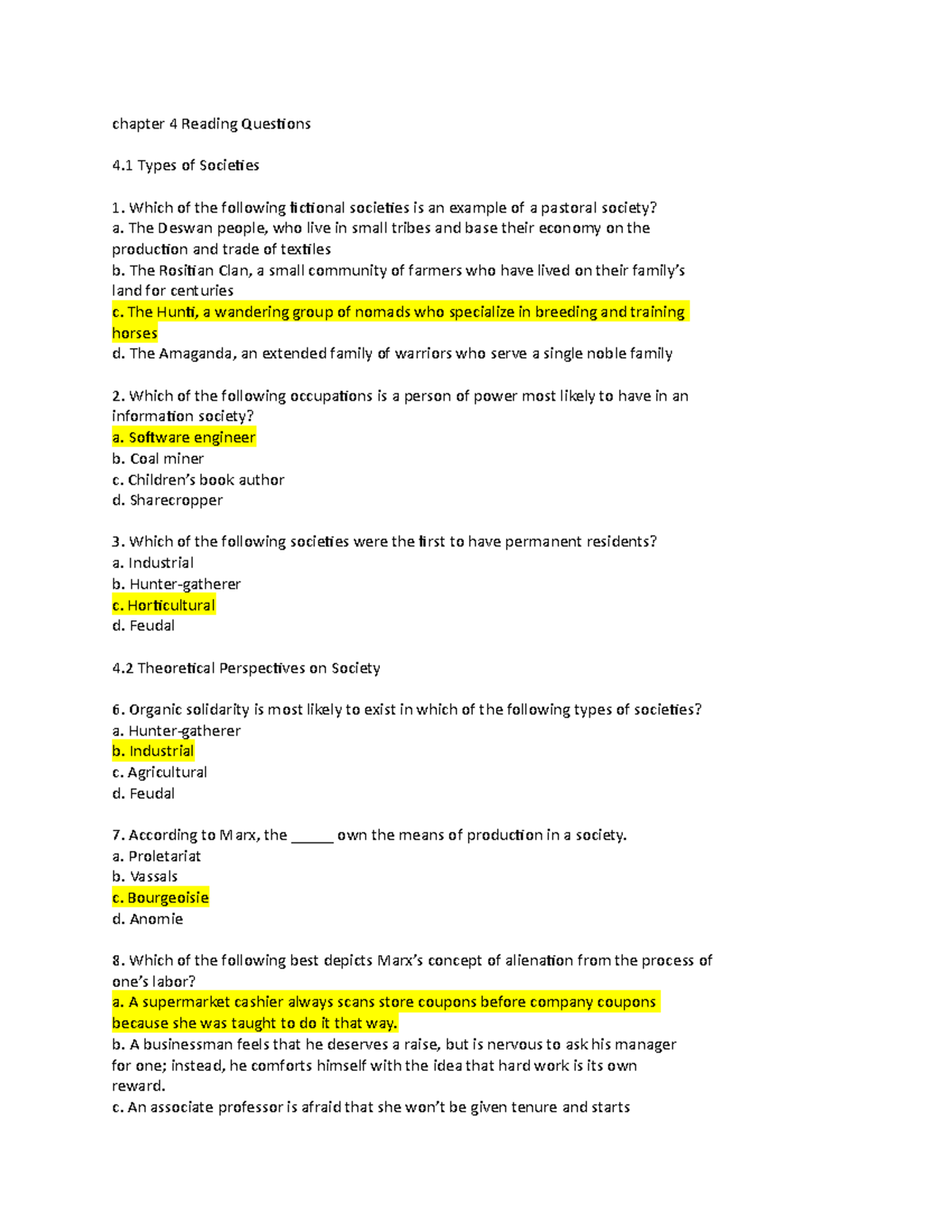 Chapter 4 Reading Questions - chapter 4 Reading Questions 4 Types of ...