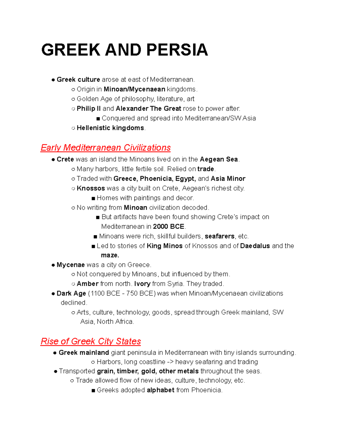 Greek and Persia Civilizations - GREEK AND PERSIA Greek culture arose ...