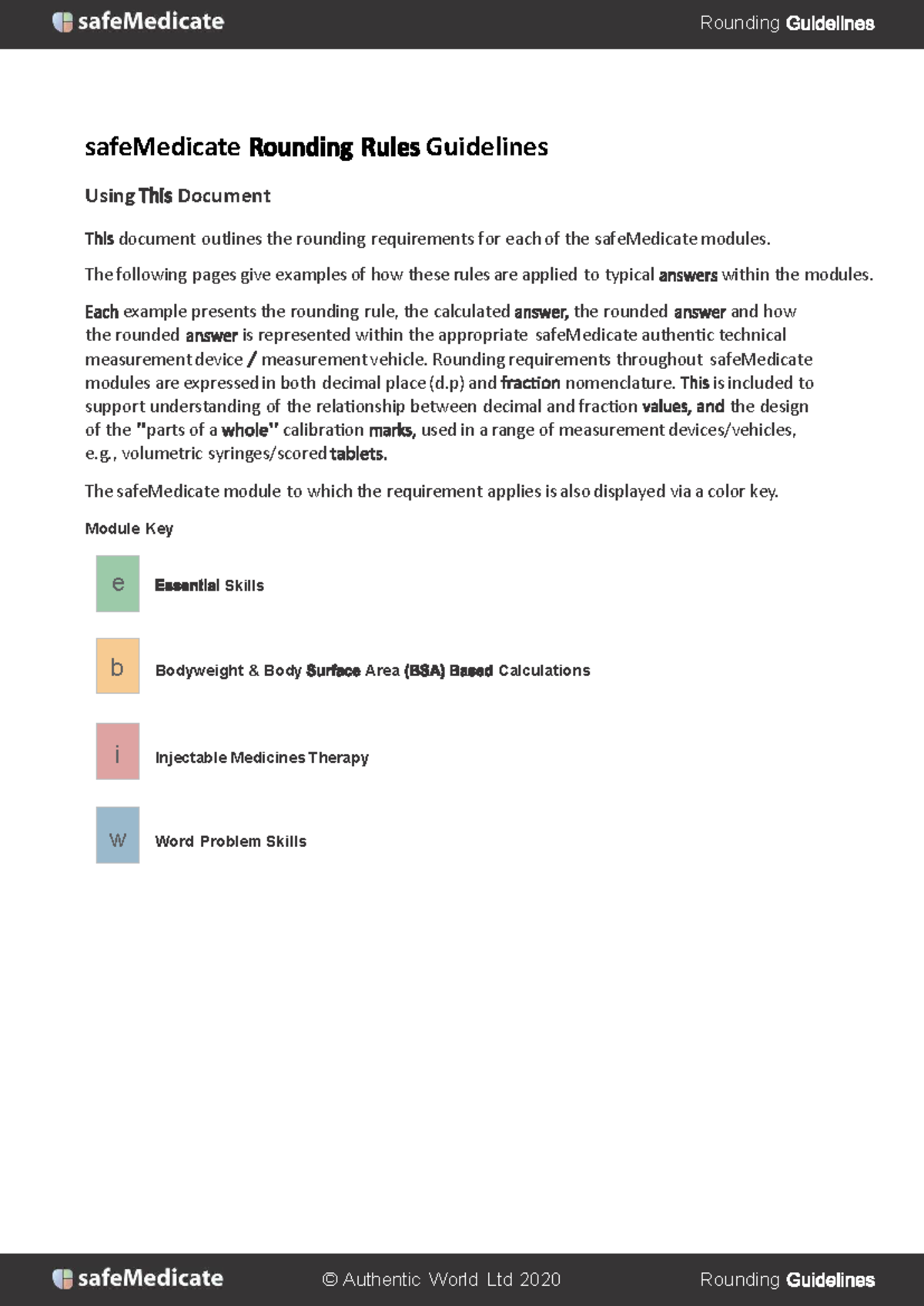 Safemedicate rounding rules us v1 - Rounding © Authentic World Ltd 2020 ...
