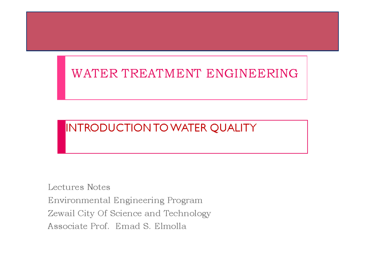 W1-L1-L2-Water Quality 01 - Lectures Notes Environmental Engineering ...