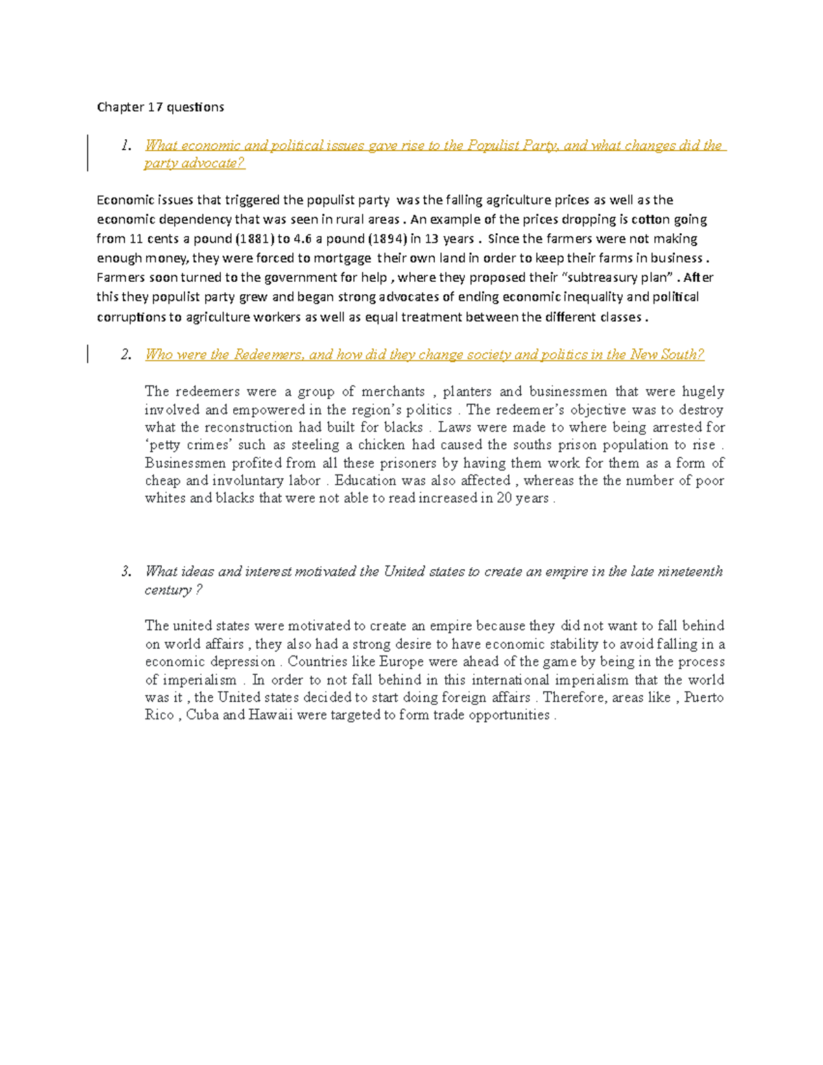 Chapter 17 questions - Copy - Chapter 17 questions What economic and ...