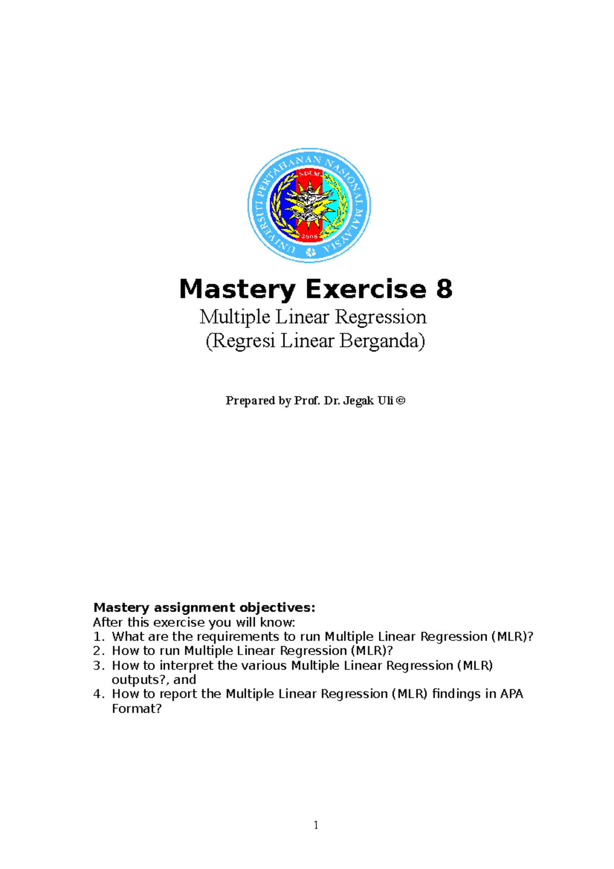 Unit 10 Multiple Linear Regression Exercise 8 - human resource - Studocu