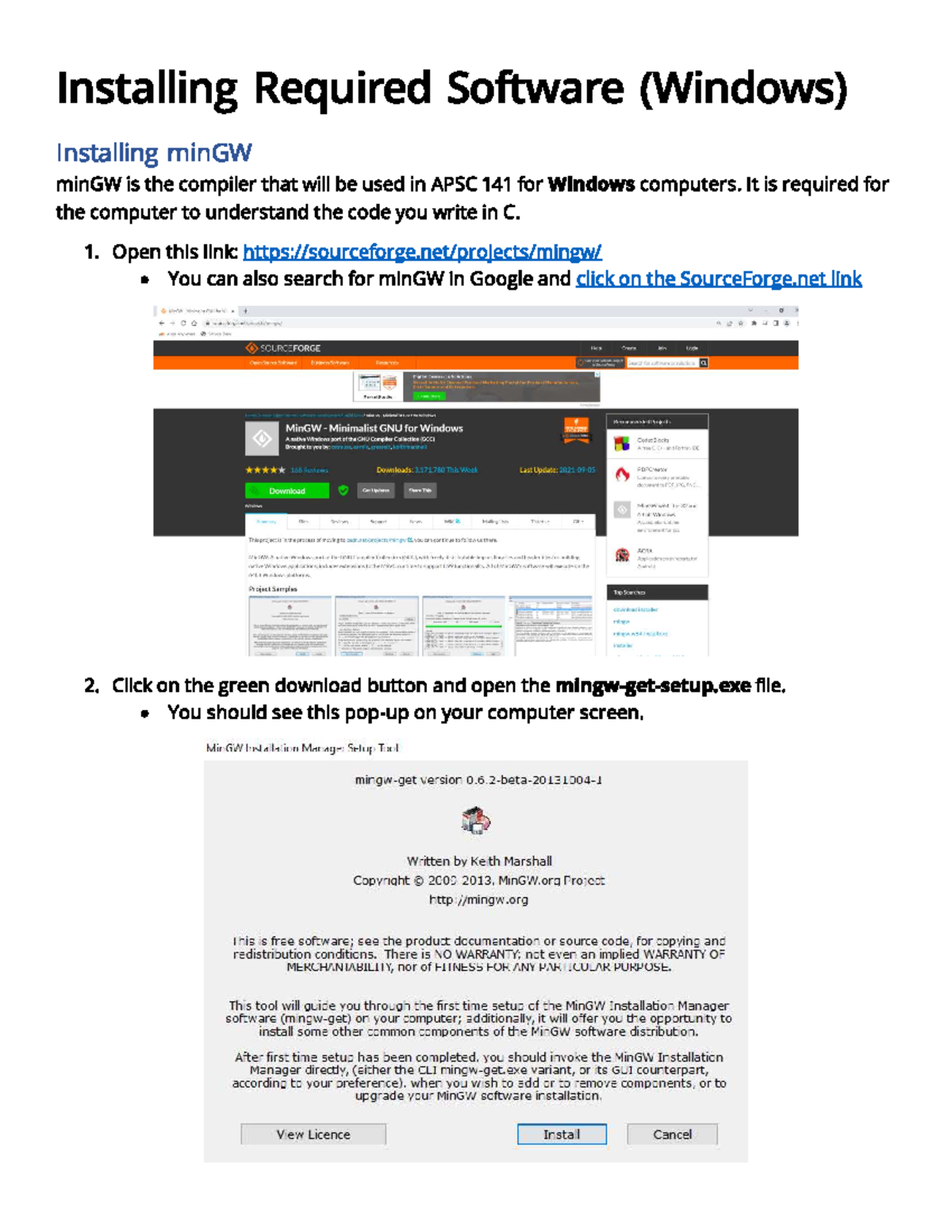 Installing Clionwindows Installing Required Software Windows Installing Mingw Mingw Is The