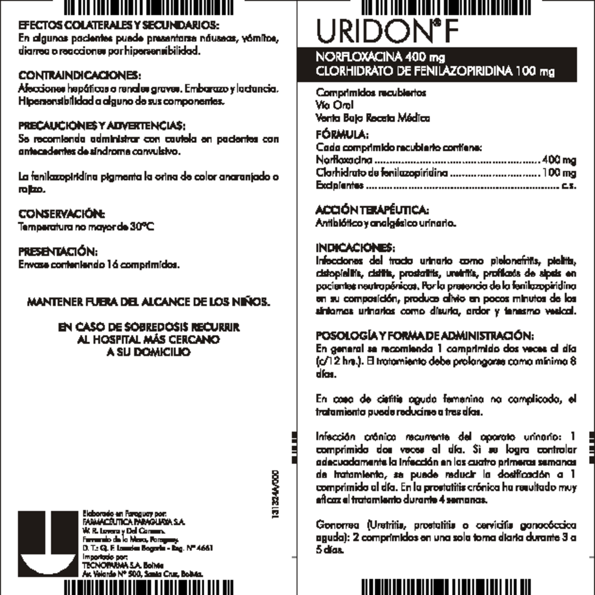 Uridon-F BO - Medicina - Farmacología I - Studocu