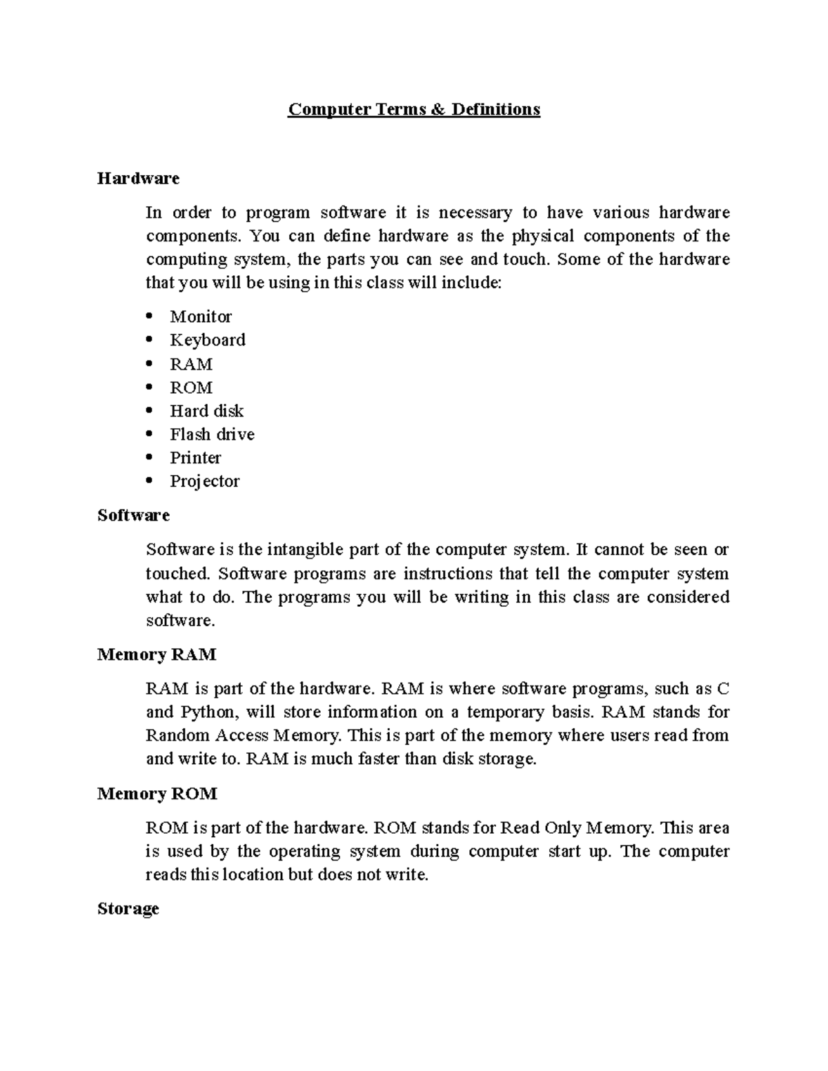 Module 3 Computer Terms & Definitions - Computer Terms & Definitions ...