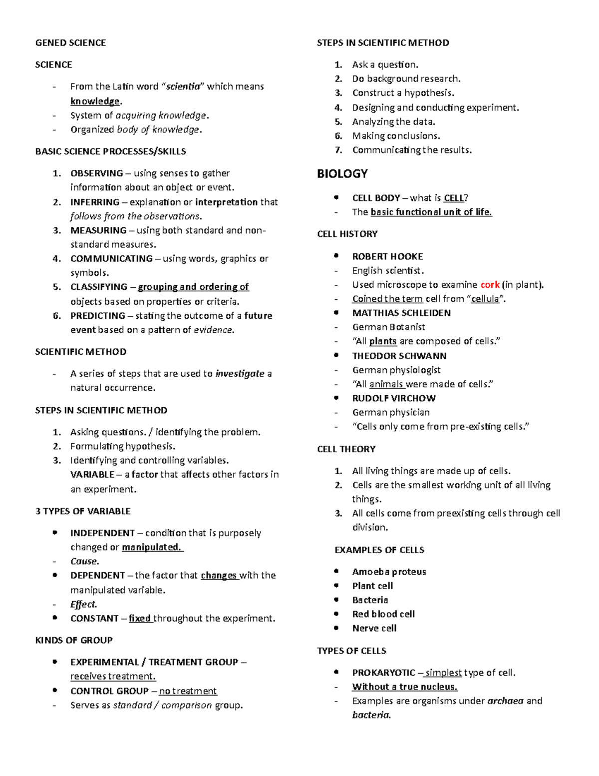 Gened Science - Kabanata 2 - GENED SCIENCE SCIENCE From the Latin word ...
