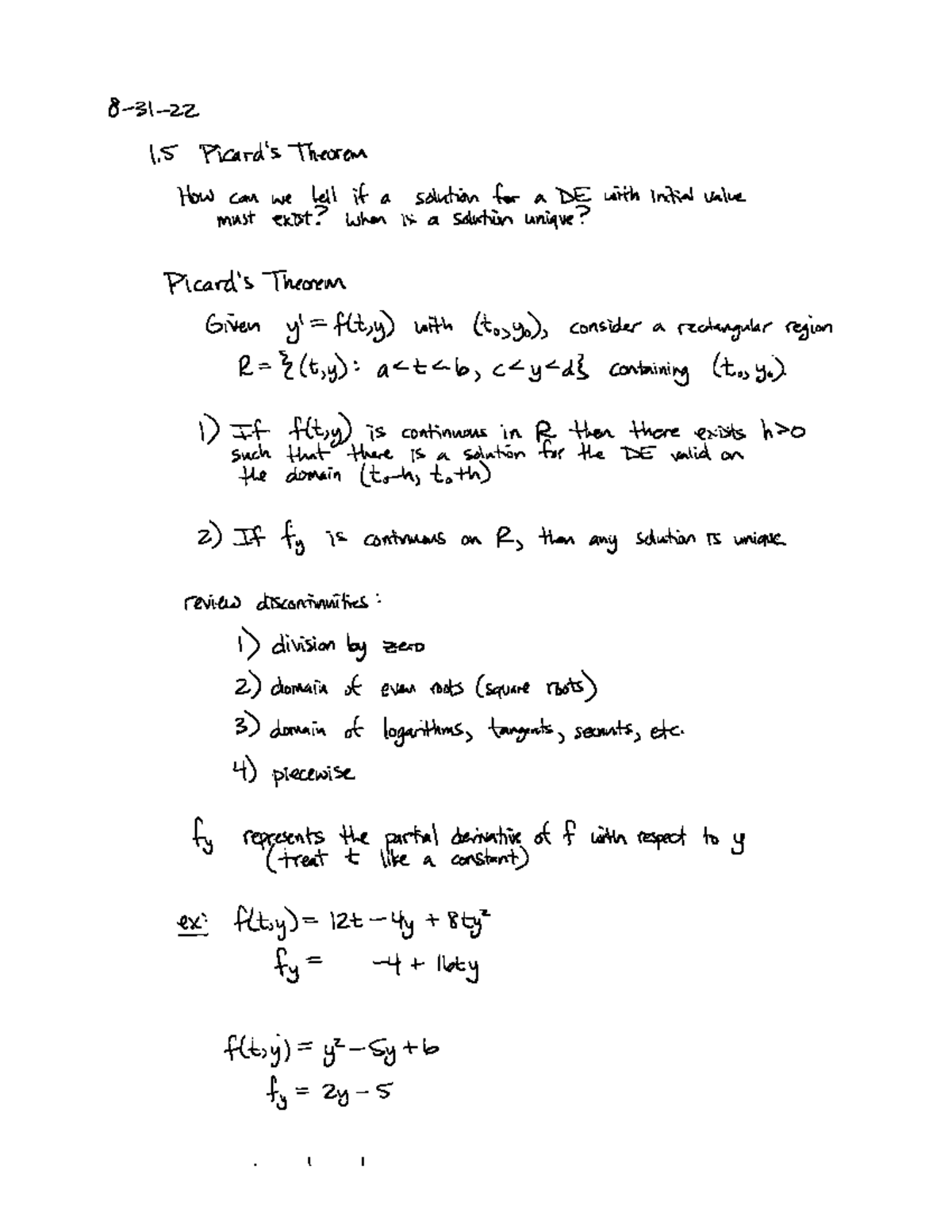 Class 4 Mat 2330 Lecture Notes From Unit One Of The Course Going