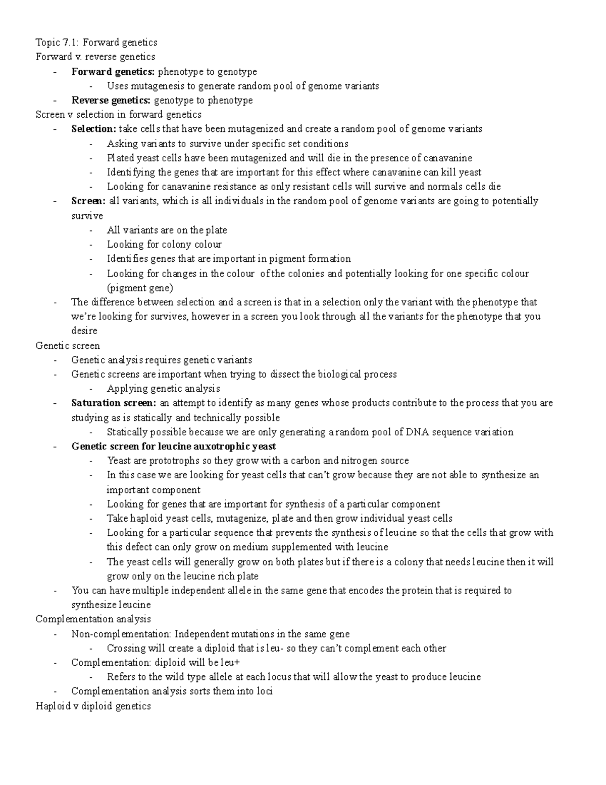 Genetics 3 - Topic 7: Forward genetics Forward v. reverse genetics ...