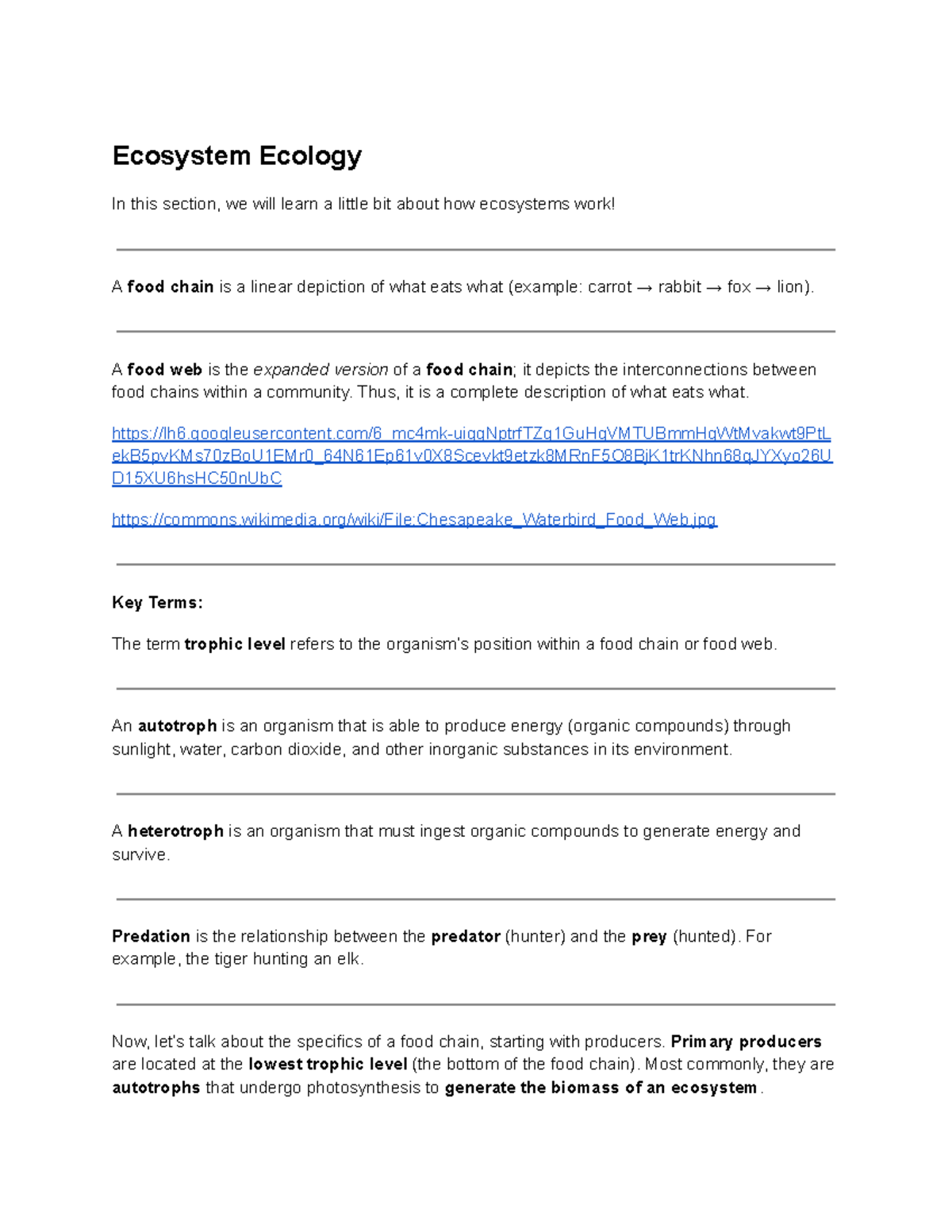 Ecosystem Ecology - Lecture notes 22 - Ecosystem Ecology In this ...