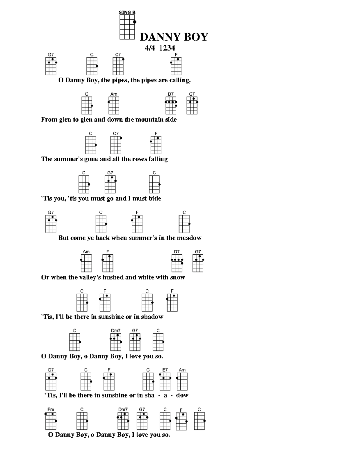 Dannyboy - To help - DANNY BOY 4/4 1234 O Danny Boy, the pipes, the ...
