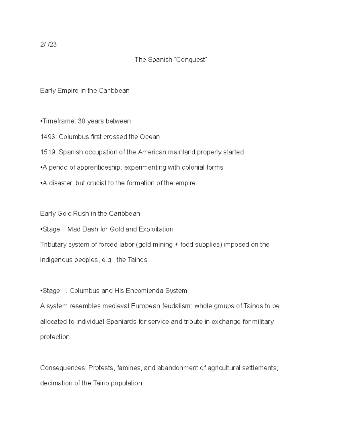 History 2b #6 - 2/ / The Spanish “Conquest” Early Empire in the ...