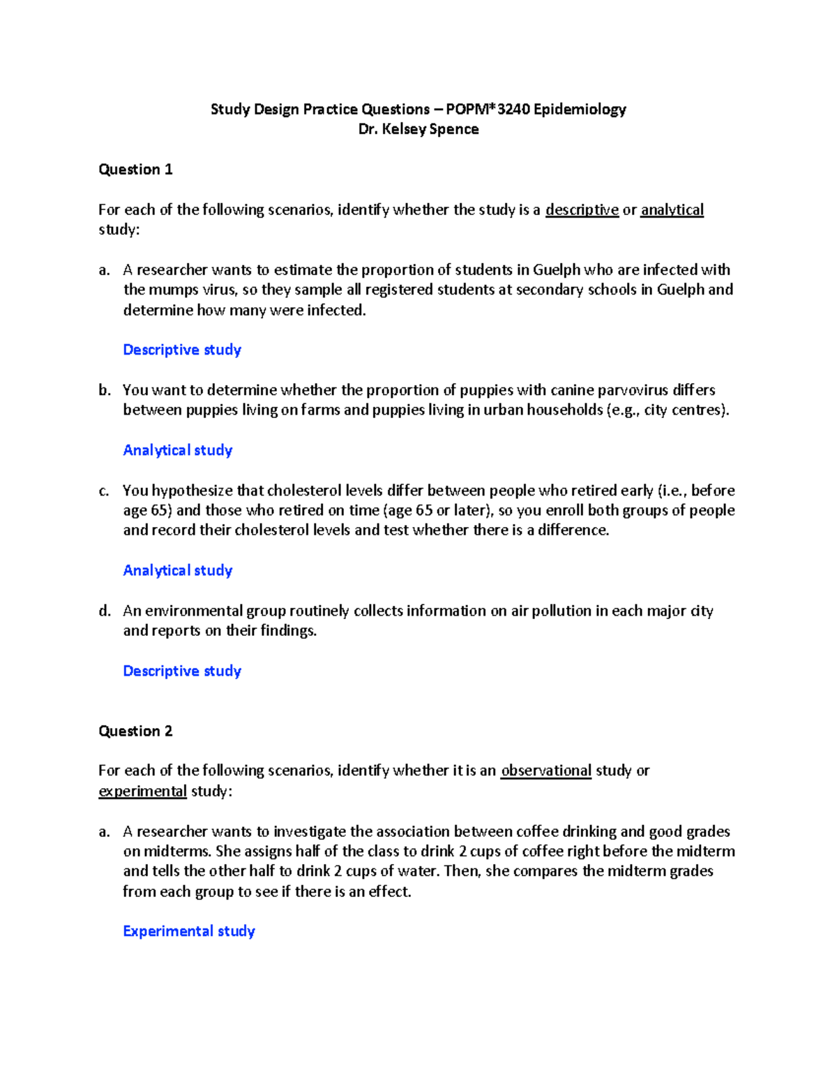 Study Design Practice Questions Answers - Study Design Practice ...