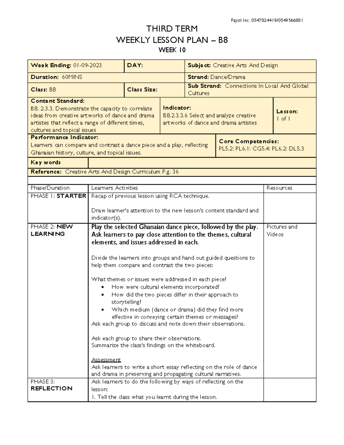 LN4 - For studies - Fayol Inc. 0547824419/ THIRD TERM WEEKLY LESSON ...