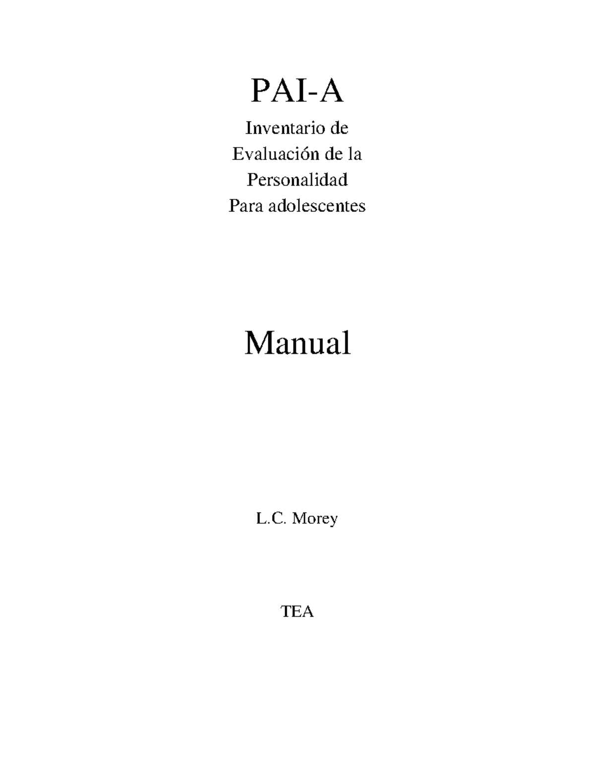 PAI-A ( Manual Completo ) - PAI-A Inventario de Evaluación de la ...