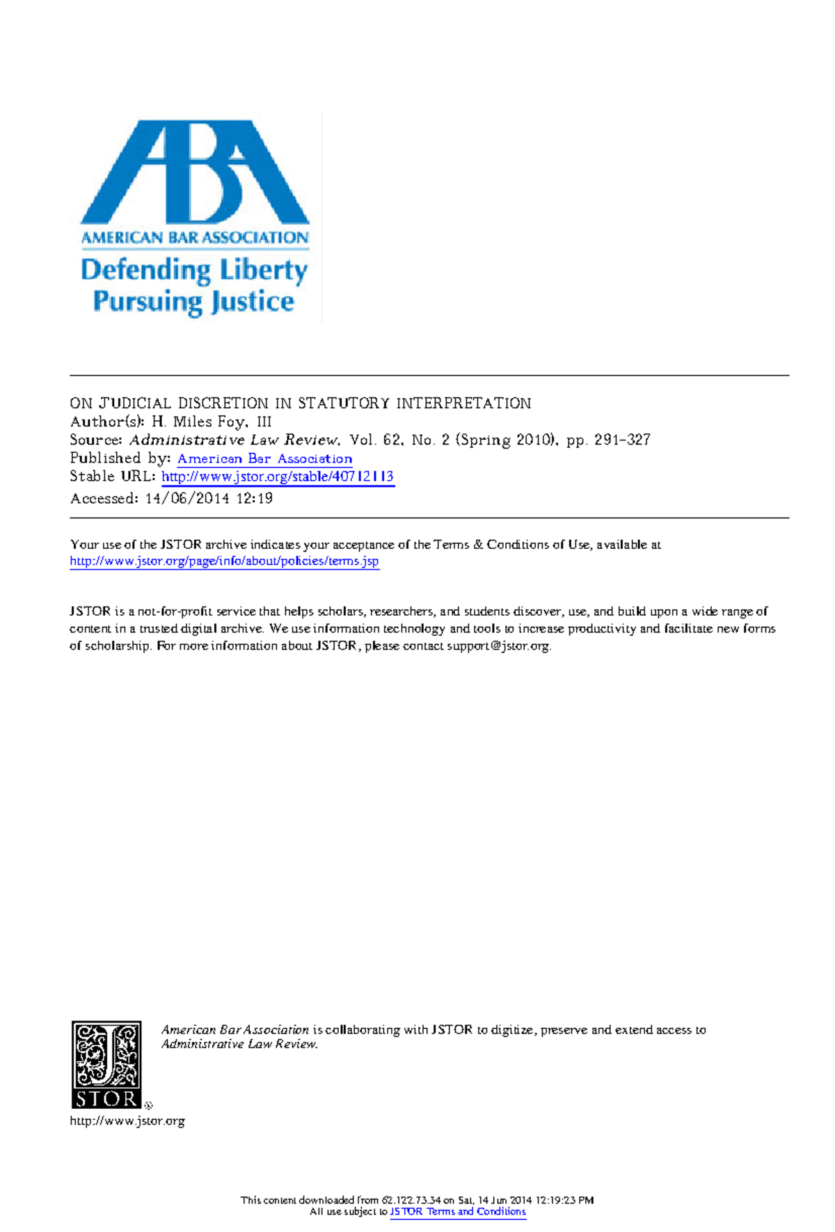 40712113 - Article - ON JUDICIAL DISCRETION IN STATUTORY INTERPRETATION ...