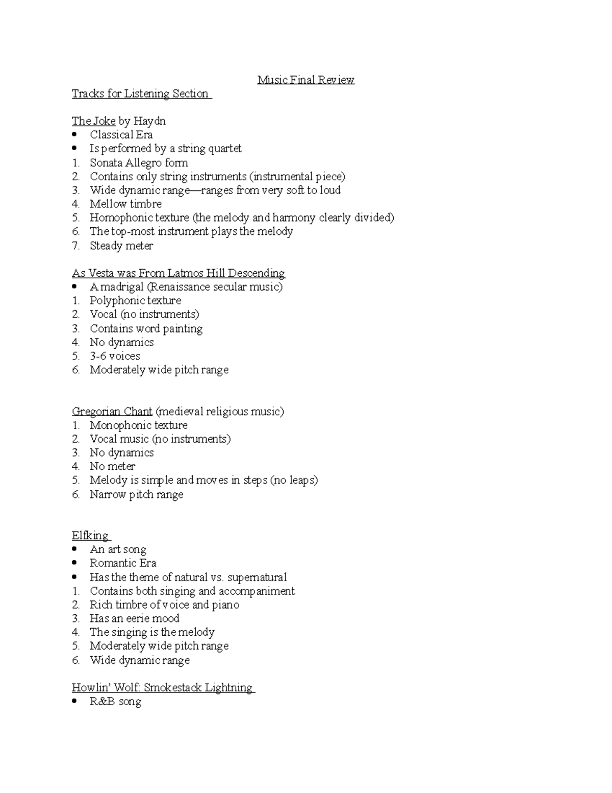 Core Music Final Review - Music Final Review Tracks for Listening ...