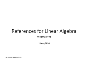 SC1004 Linear Algebra For Computing Notes - - Studocu