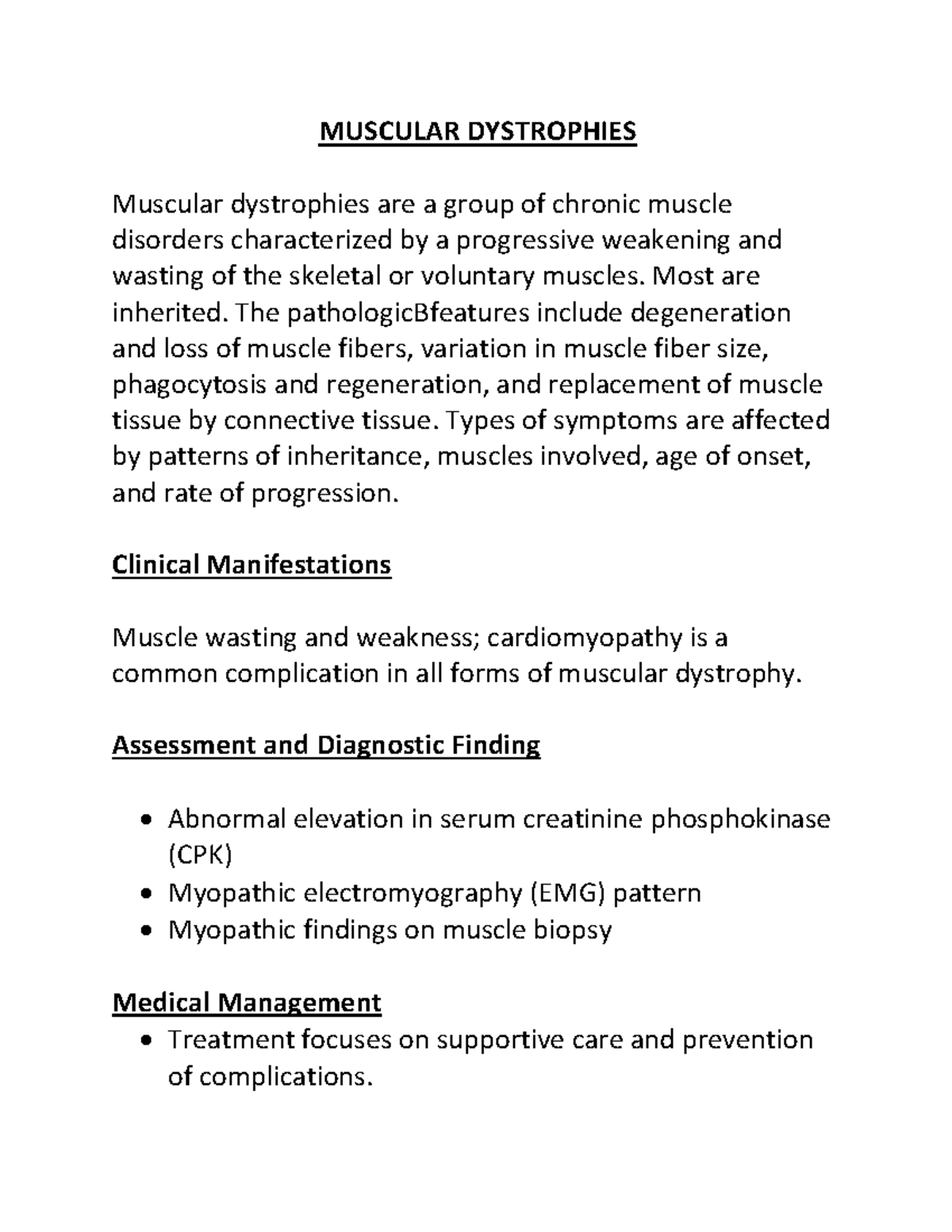 Muscular Dystrophies - This study material is for nursing students to ...