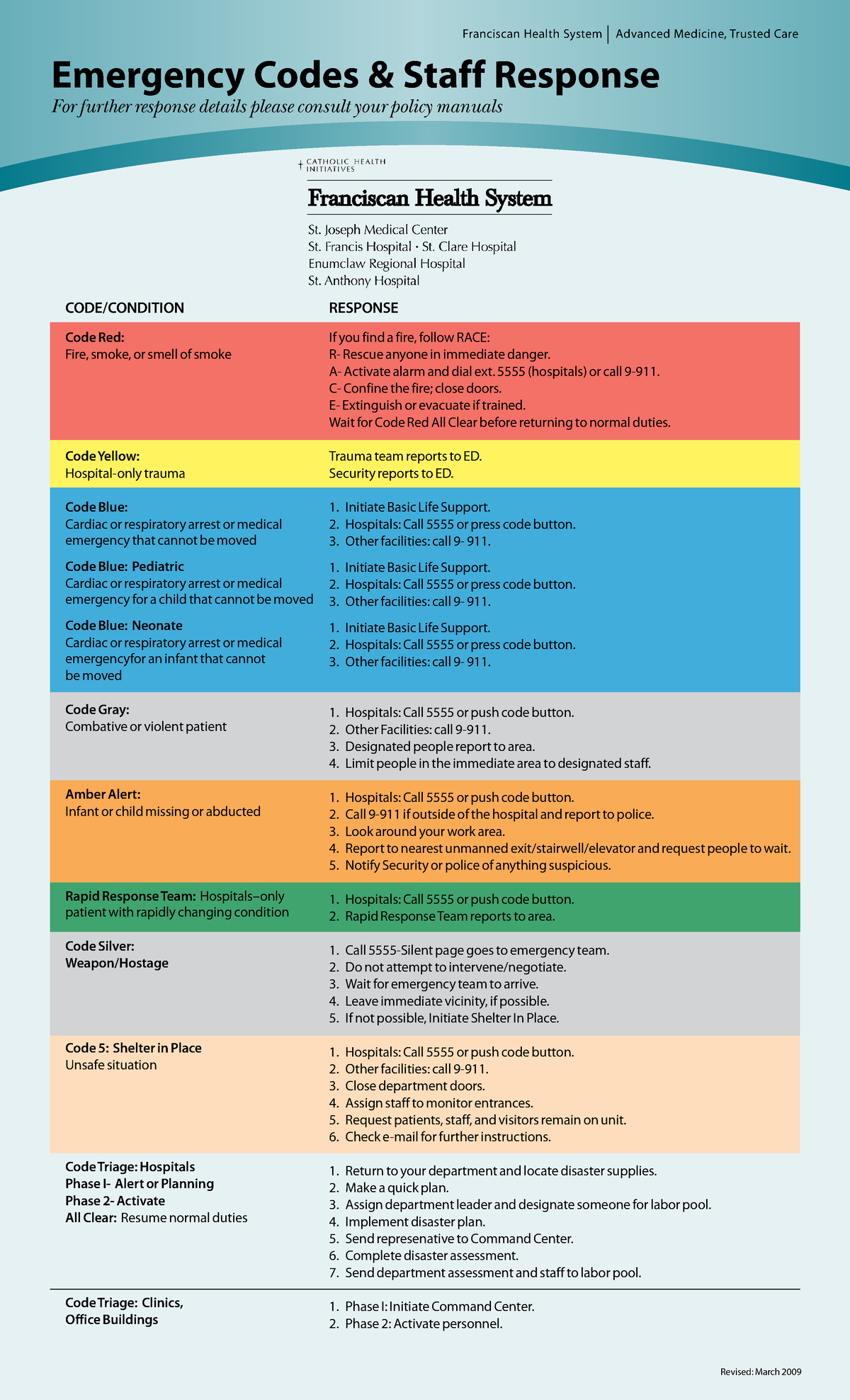 Standardization FHS Emergency Codes Poster - Franciscan Health System ...