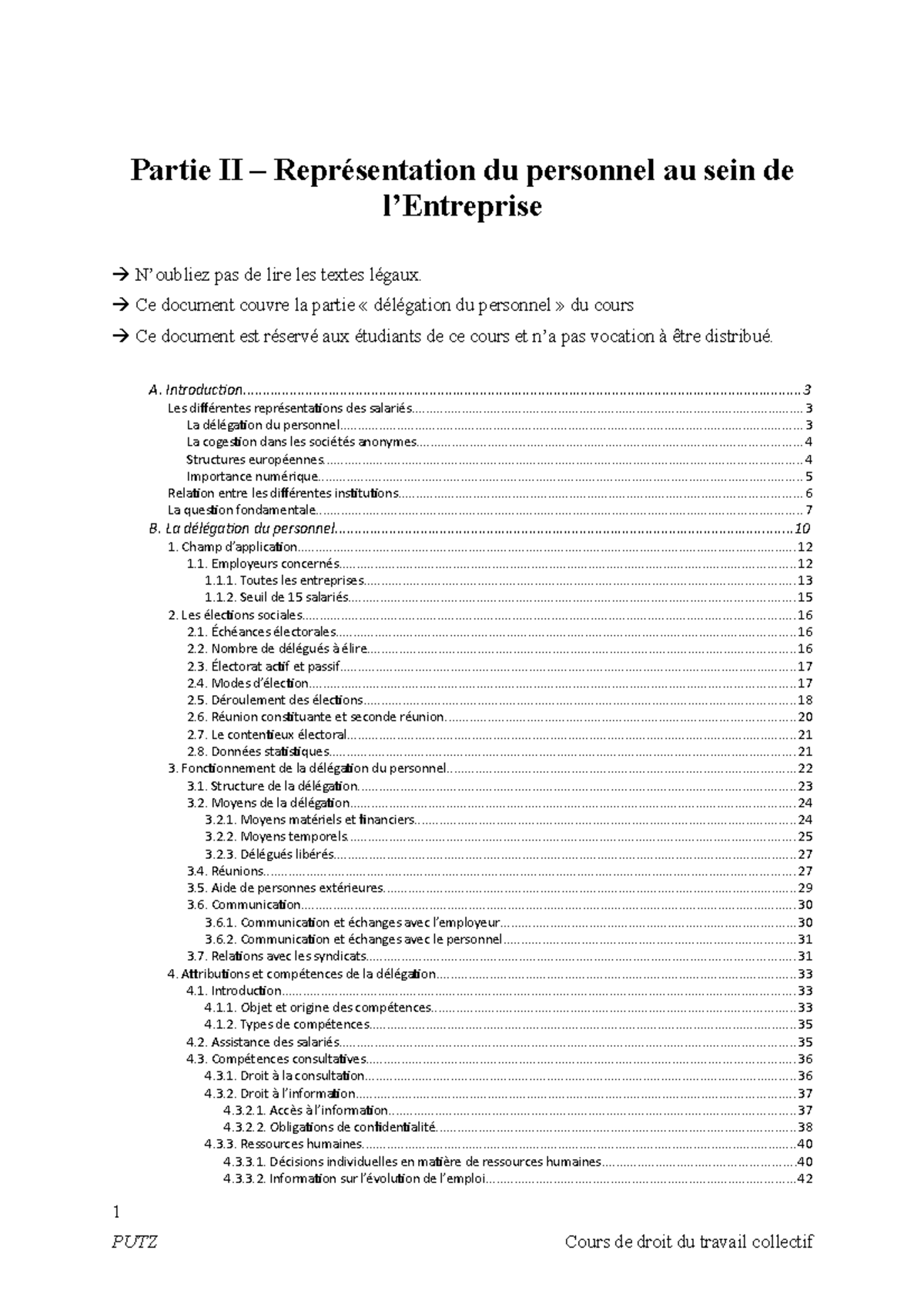 Cours délégation du personnel 2022 - Partie II – Représentation du ...