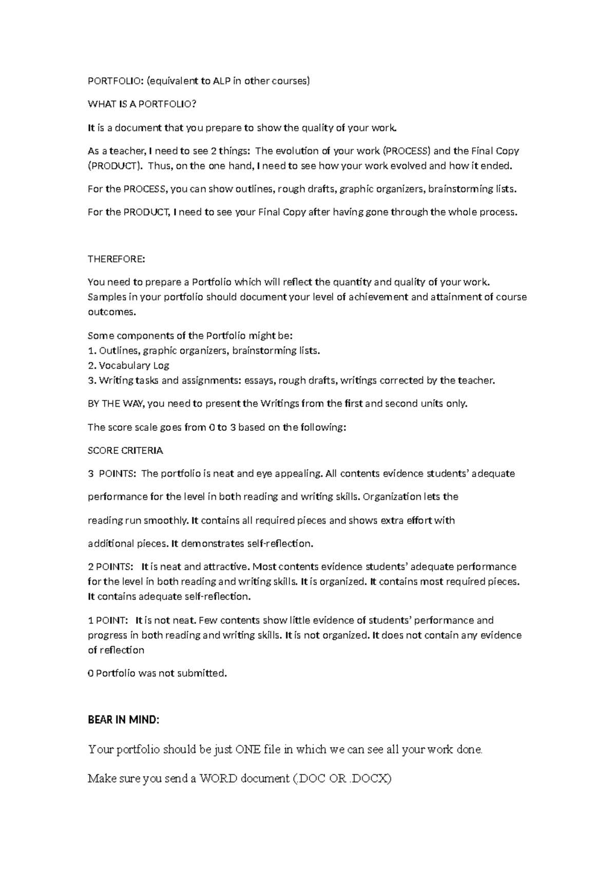 ARW2 Portfolio Instructions - PORTFOLIO: (equivalent to ALP in other ...