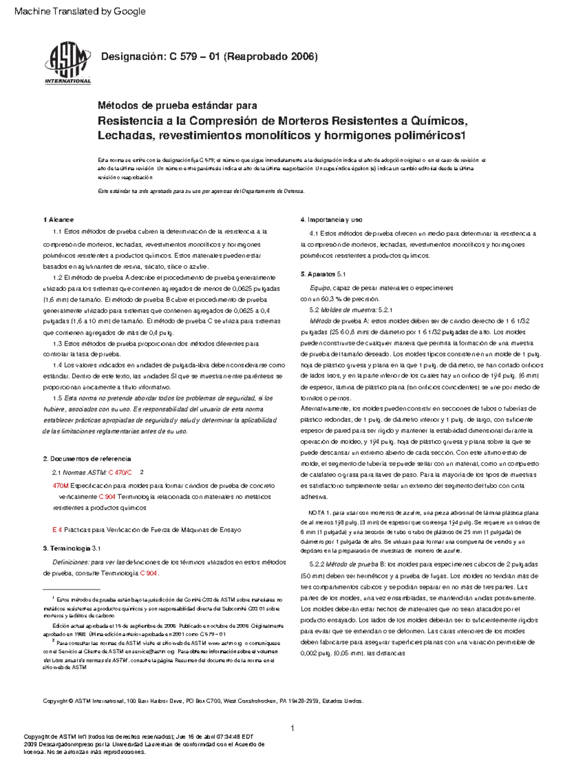 ASTM-C-C579 Compressive Strength ( Español) - Estos métodos de prueba ...