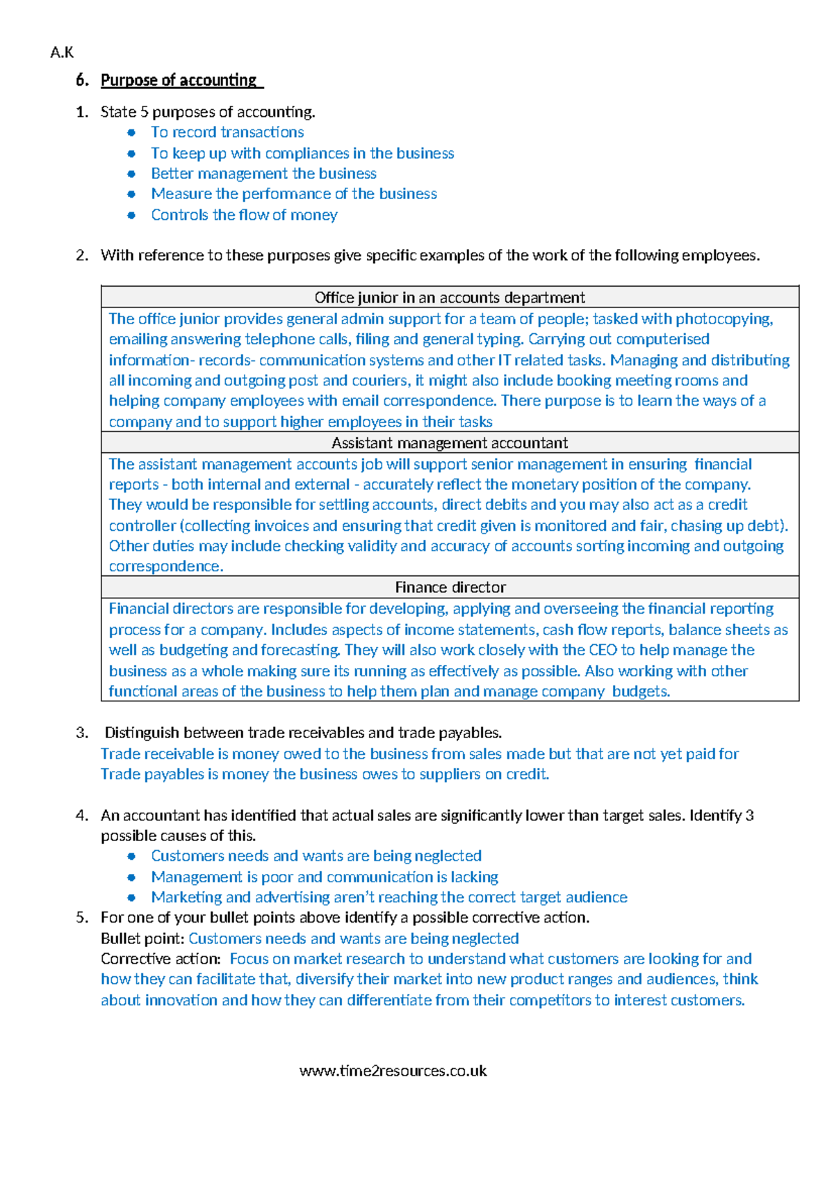 6 Purpose of accounting - A - A Purpose of accounting State 5 purposes ...