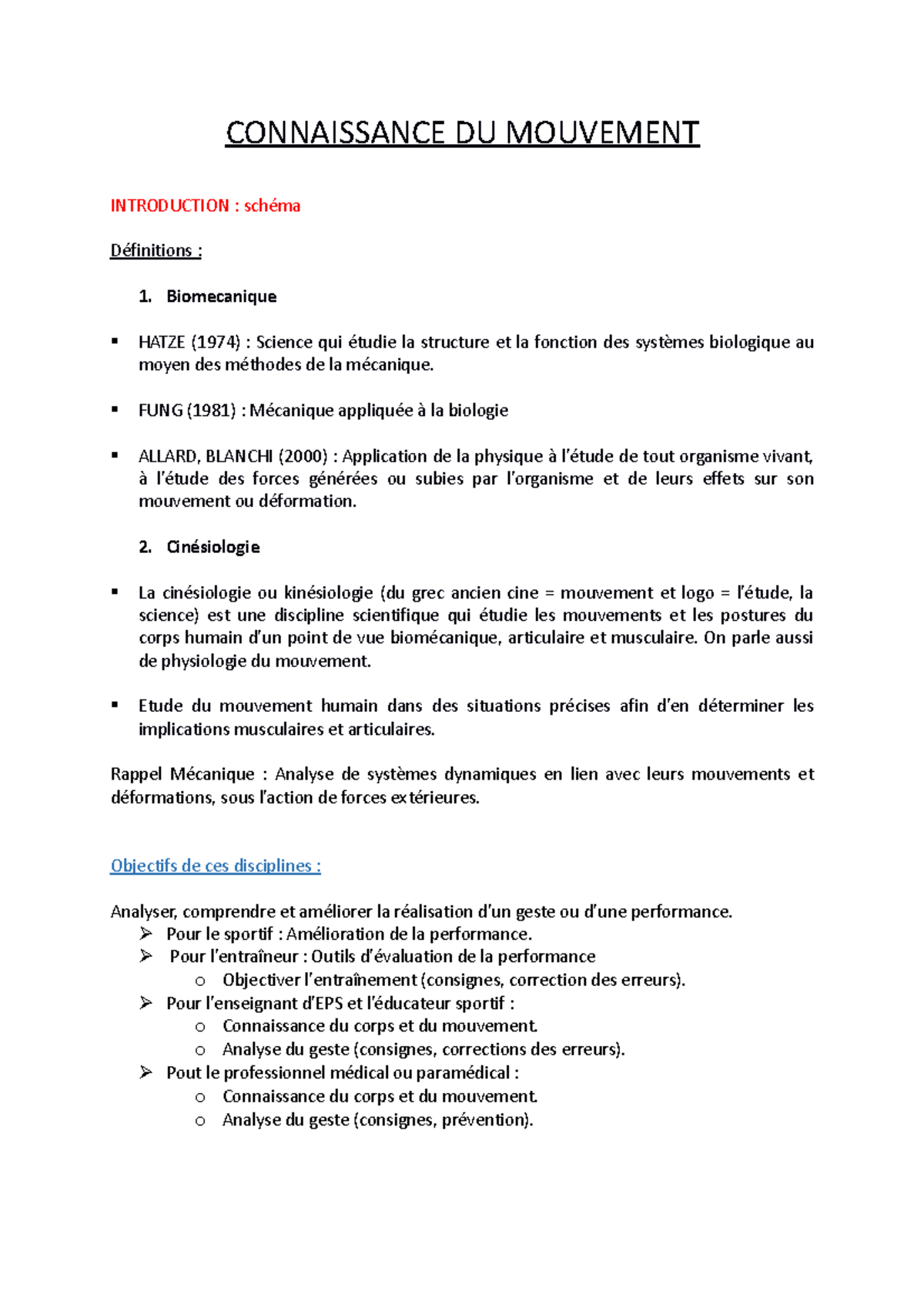 1ER Cours CDM - connaissance du mouvement, petit début de biomécanique ...