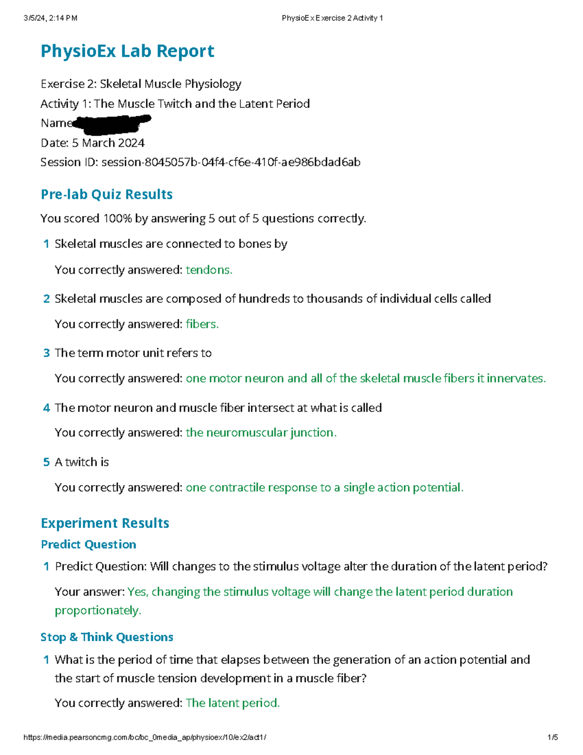 Physio Ex Exercise 2 Activity 1 - PhysioEx Lab Report Exercise 2 ...