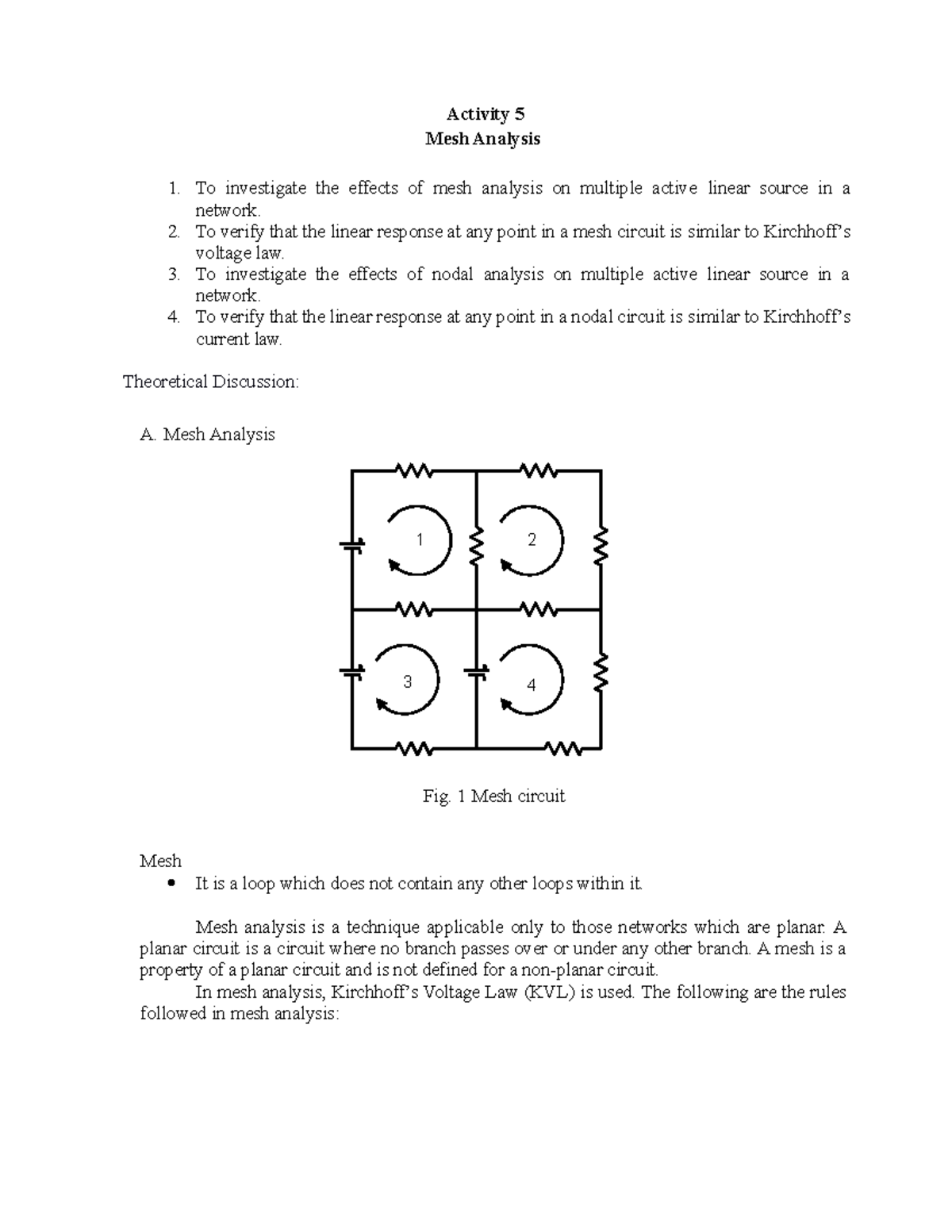 EE21L 2 PDS MESH Analysis - 1 2 3 Activity 5 Mesh Analysis To ...