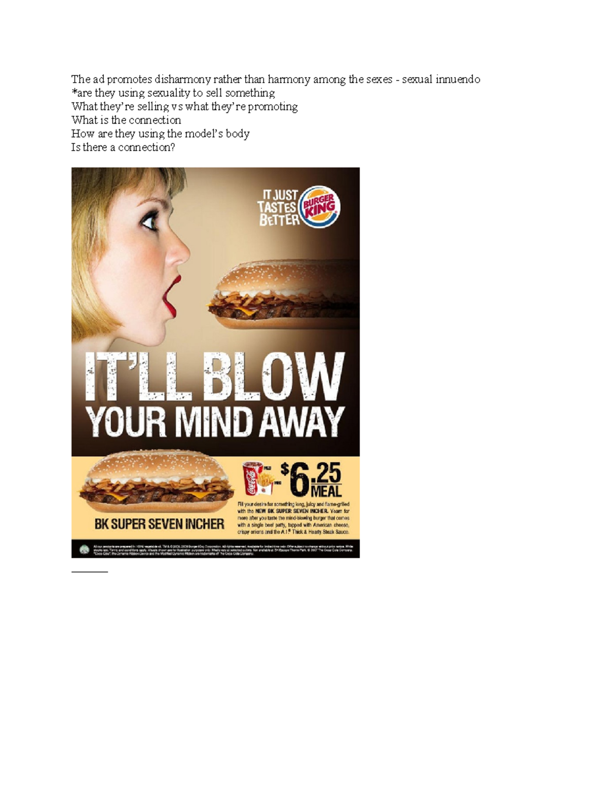 Advert Project - The ad promotes disharmony rather than harmony among ...