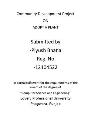 Sushant CDP - Community development project Report on Plantation ...