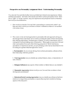 Lesson 8 Perspective 11 Self-Schema Exercise - Perspectives on ...