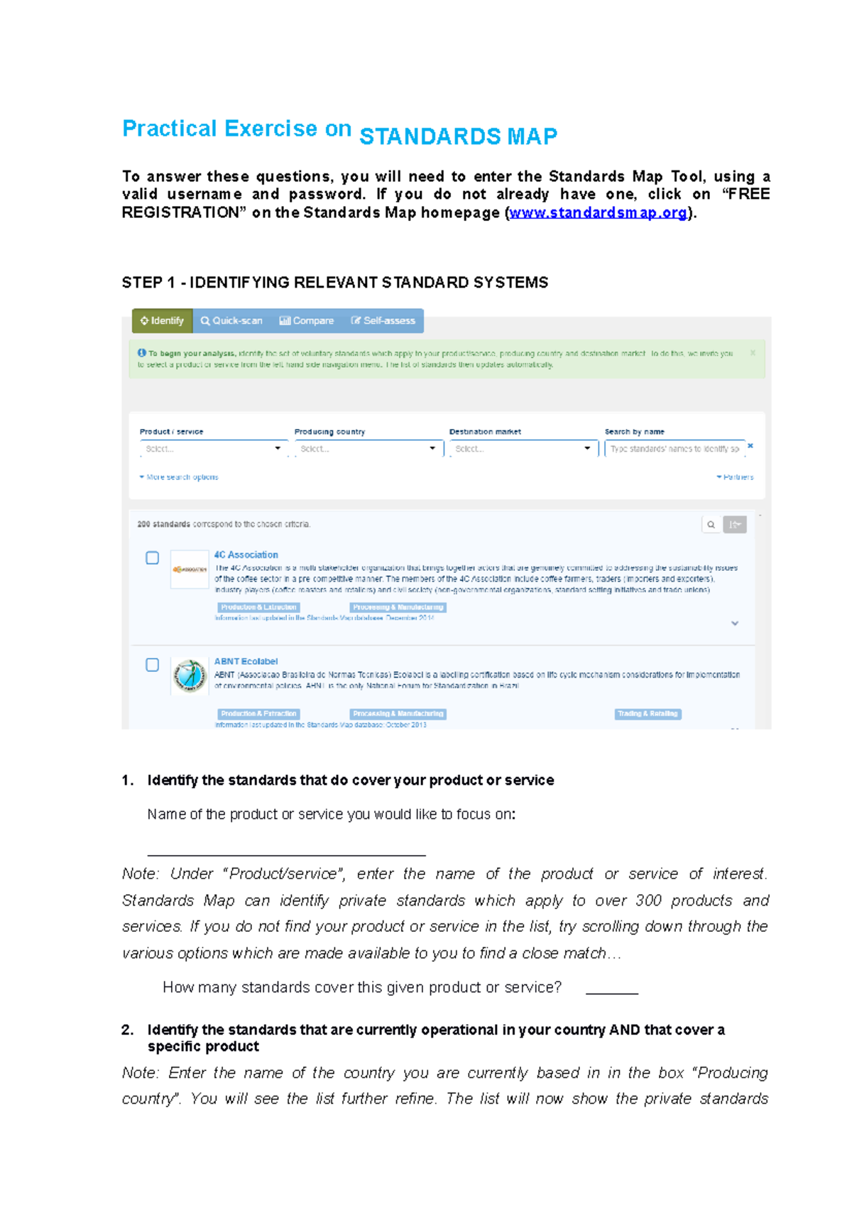 8 - Standards Map-Exercises - Practical Exercise on STANDARDS MAP To ...