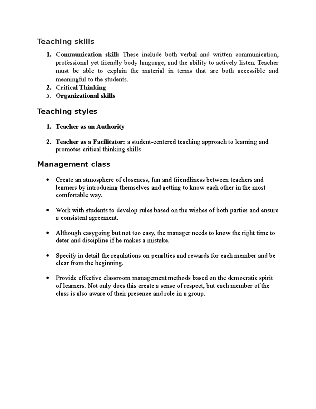 Teaching skills - Hêjwjnnk - Teaching skills 1. Communication skill ...