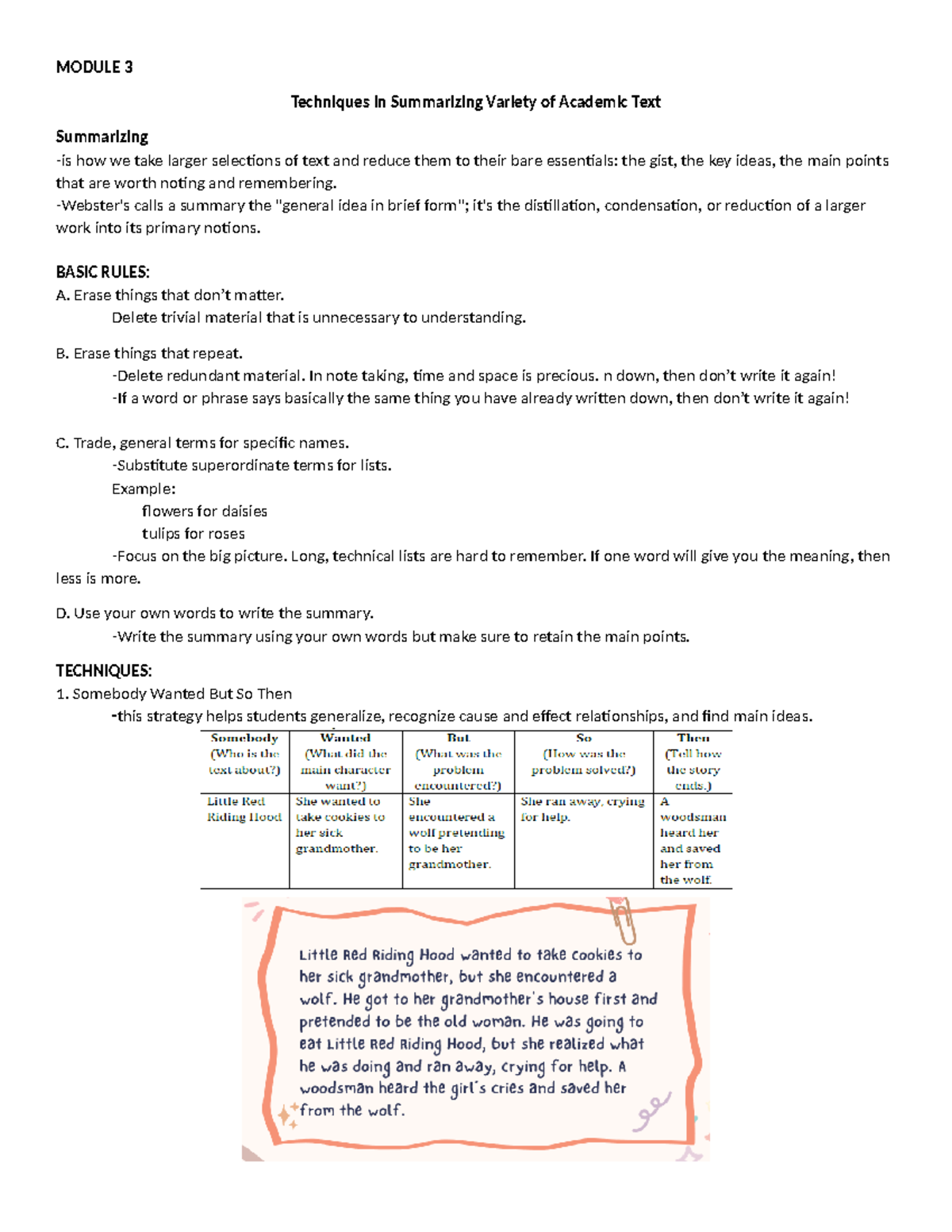 Module 3, 4, 5 EAPP - Answer - MODULE 3 Techniques in Summarizing ...
