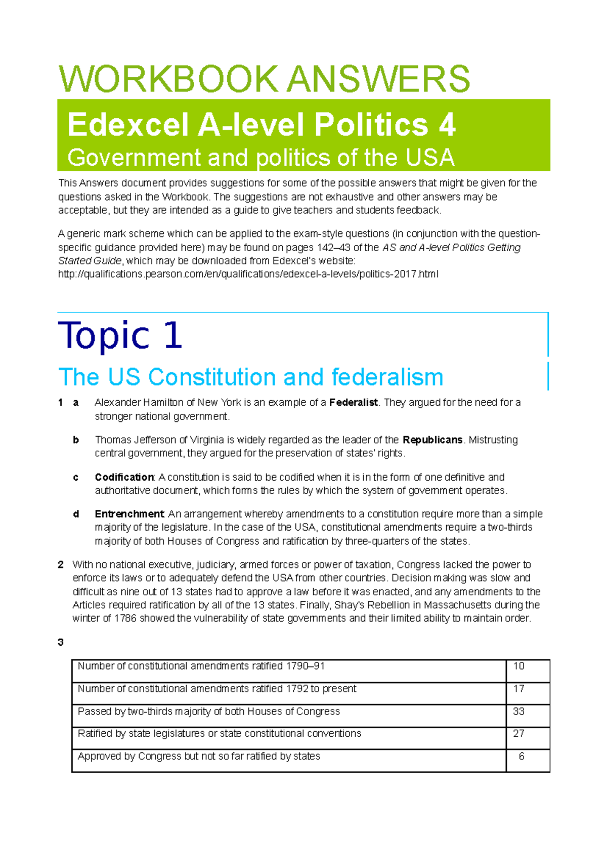 Politics Edexcel Workbook 4 Answers - WORKBOOK ANSWERS Edexcel A-level ...