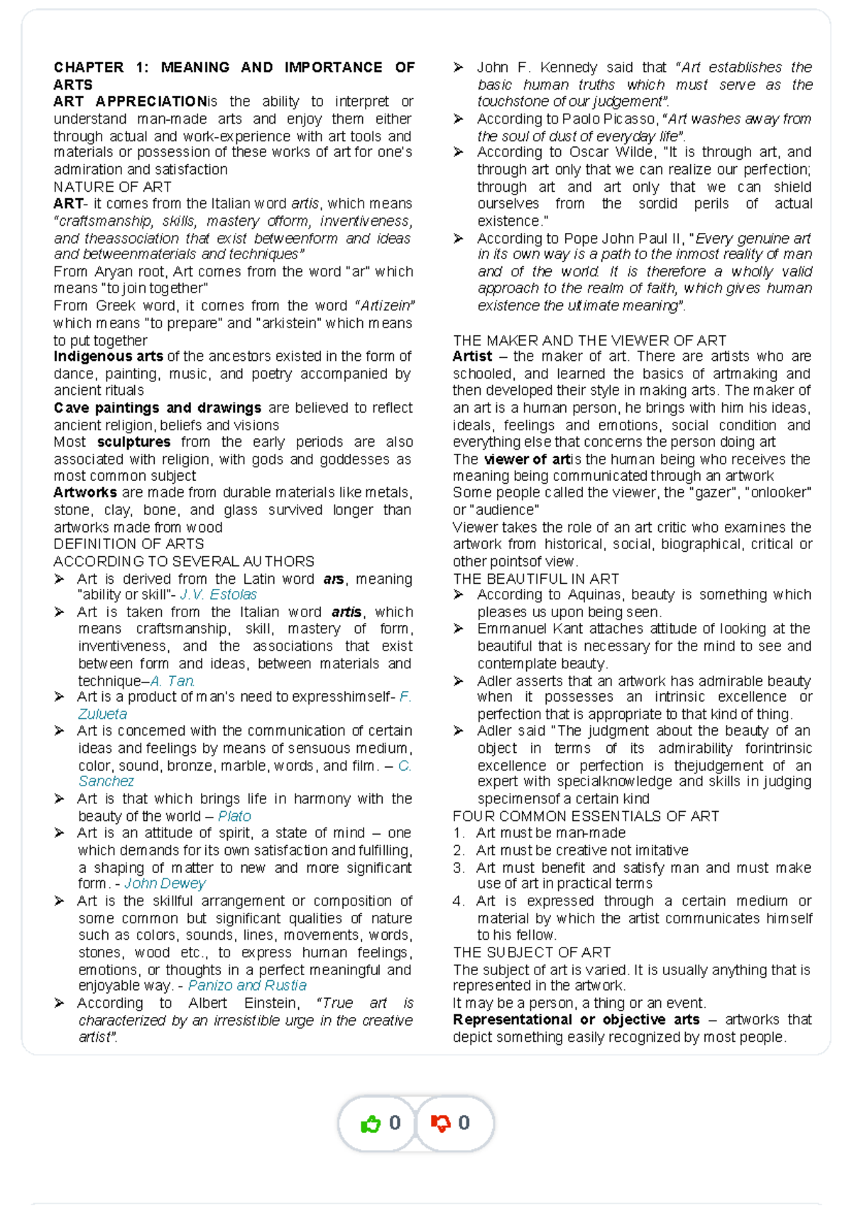 Pdfcoffee-tress compress - CHAPTER 1: MEANING AND IMPORTANCE OF ARTS ART APPRECIATIONis the ...