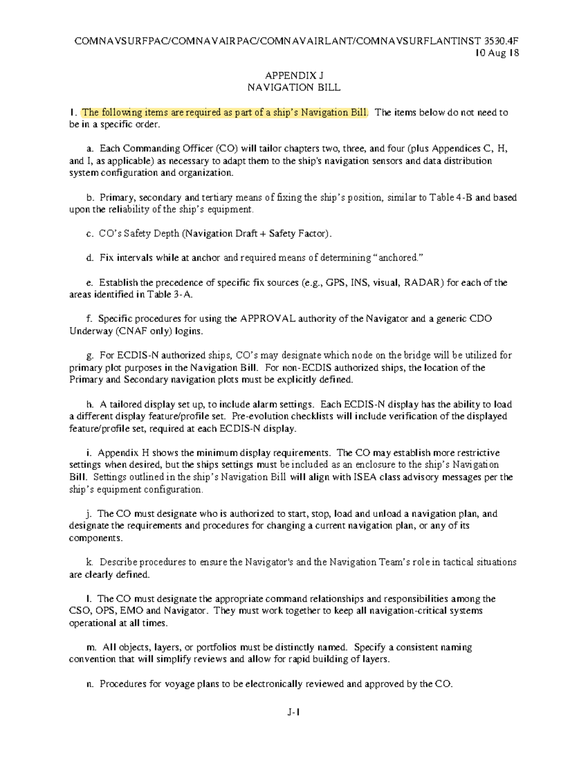 Comnavsurfpac 3530.4F (App J) NAV Bill - COMNAVSURFPAC/COMNAVAIRPAC ...