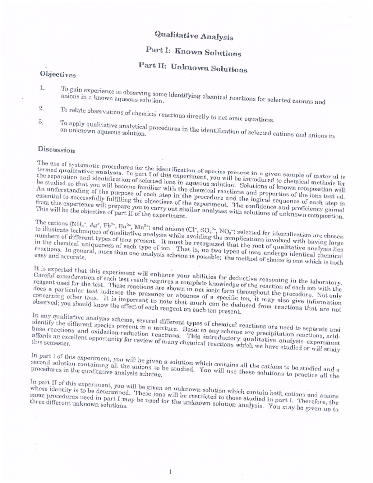 Lab8 Qual Analysis Cations Chem102 - CHEM 101 - Studocu