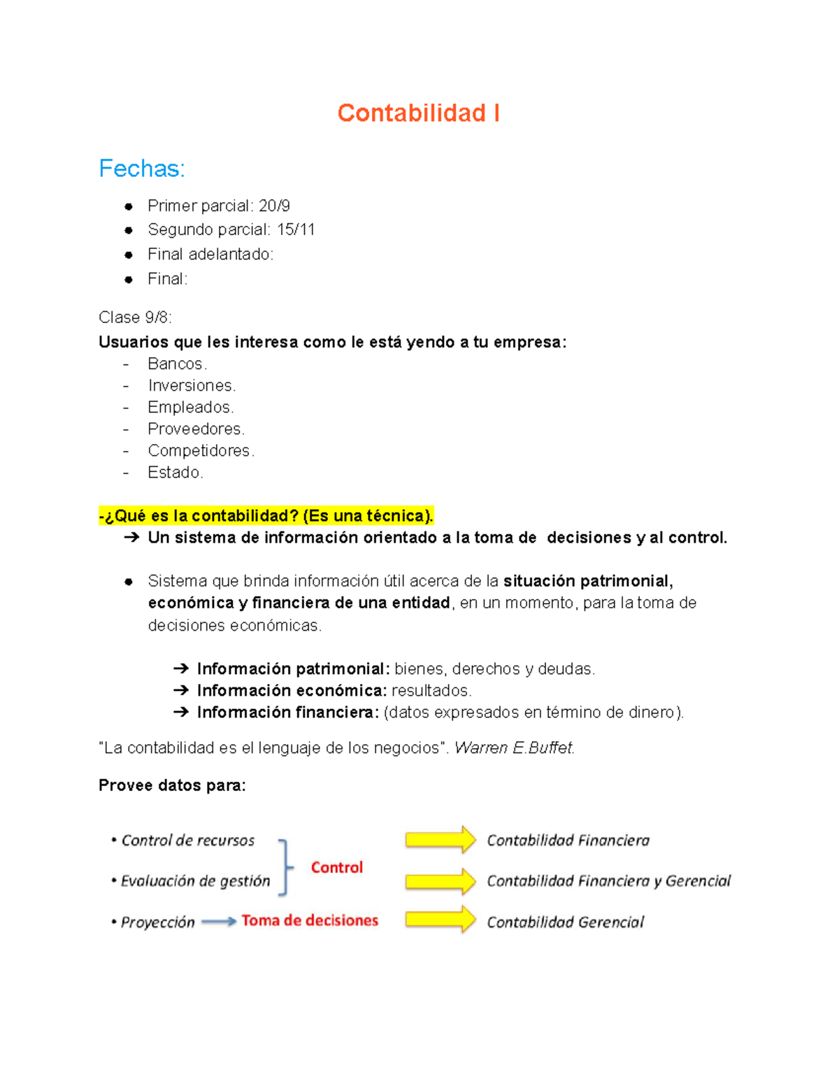 Contabilidad I - reusmen 1p de conta - Contabilidad I Fechas: Primer parcial: 20/ Segundo - Studocu