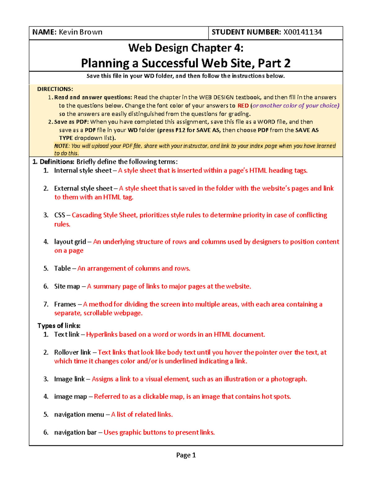 web design technique - NAME: Kevin Brown STUDENT NUMBER: X Web Design ...