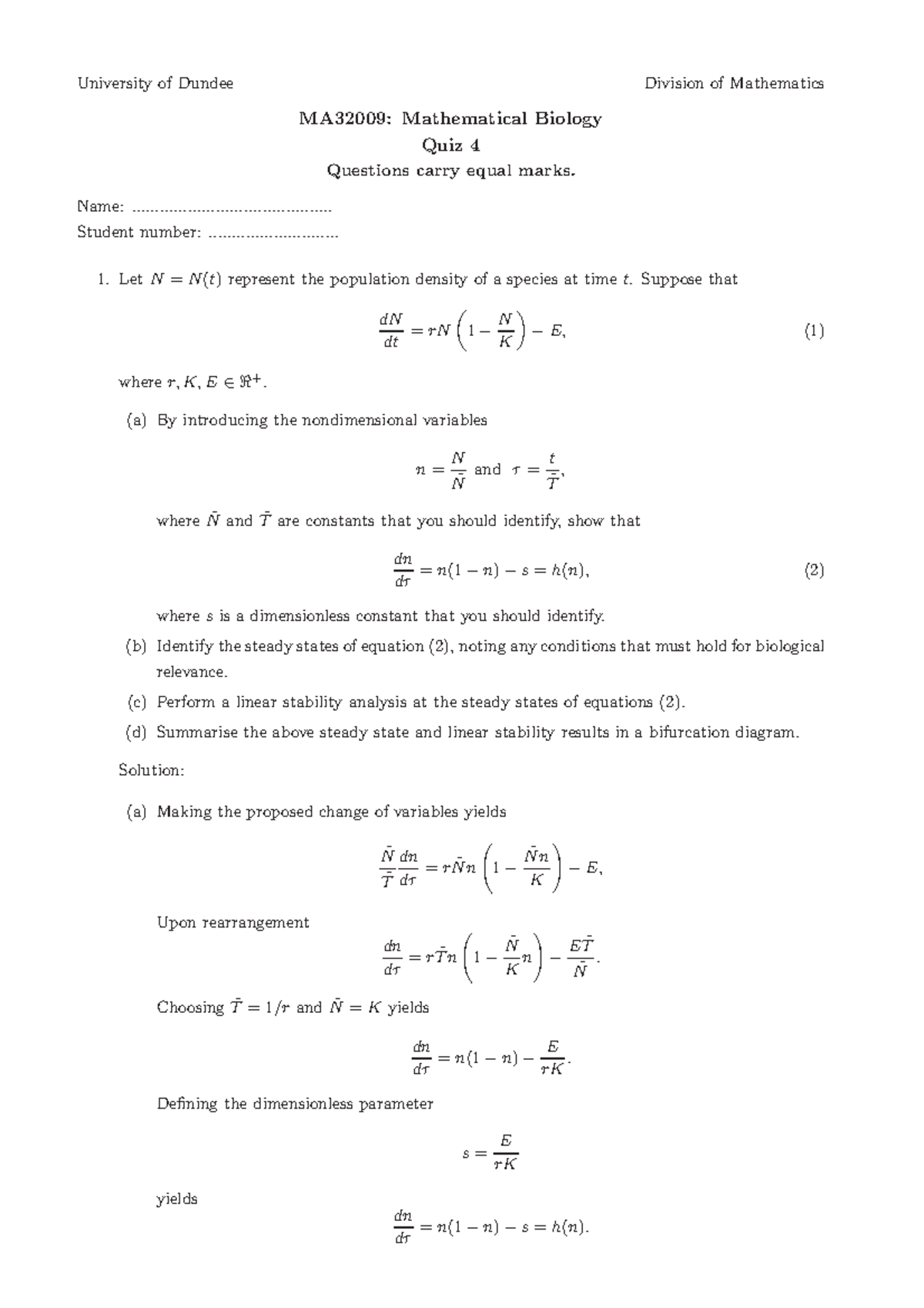 Quiz4 Solutions - quiz 4 sol - University of Dundee Division of Mathematics MA32009 ...