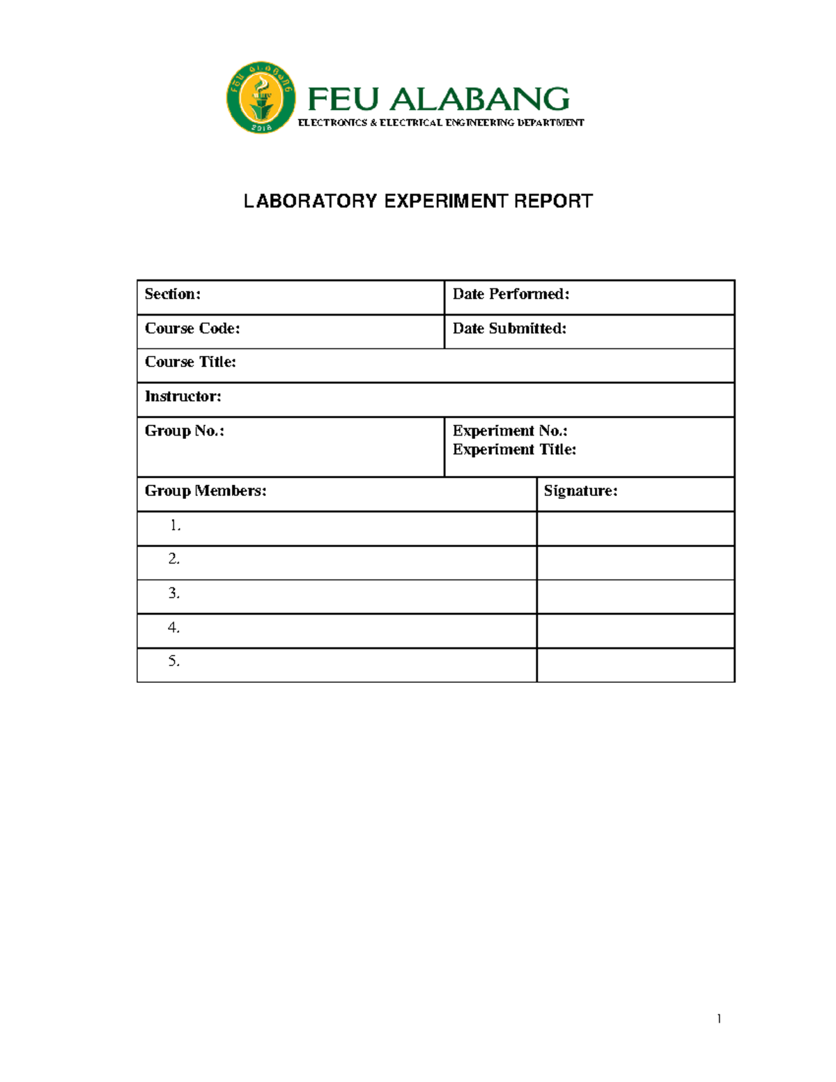 LAB Report TEMP Numerical - 1 LABORATORY EXPERIMENT REPORT Section ...