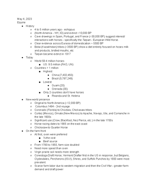 An Sci 101 Notes - 2021 - Dr. Skaar - Domestication and Animal Heritage ...