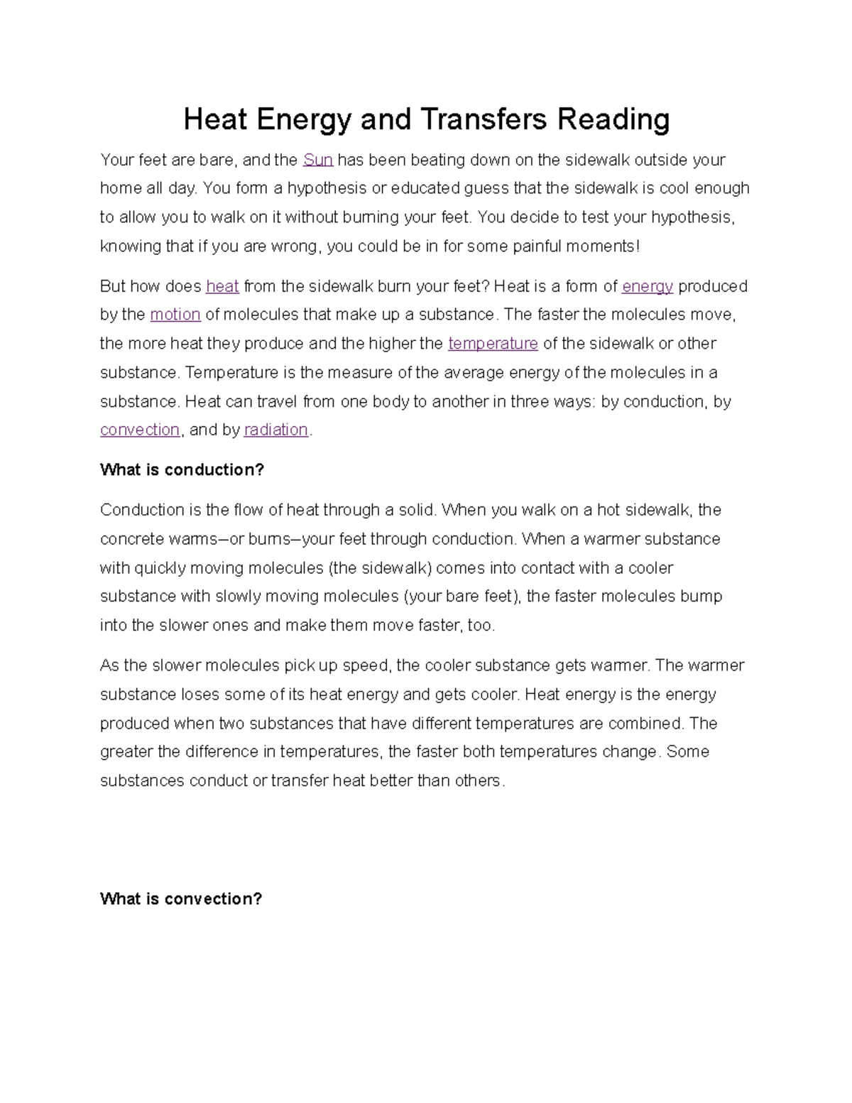Dominic Rivera - Heat Energy Transfer Reading and Questions - 2884096 ...