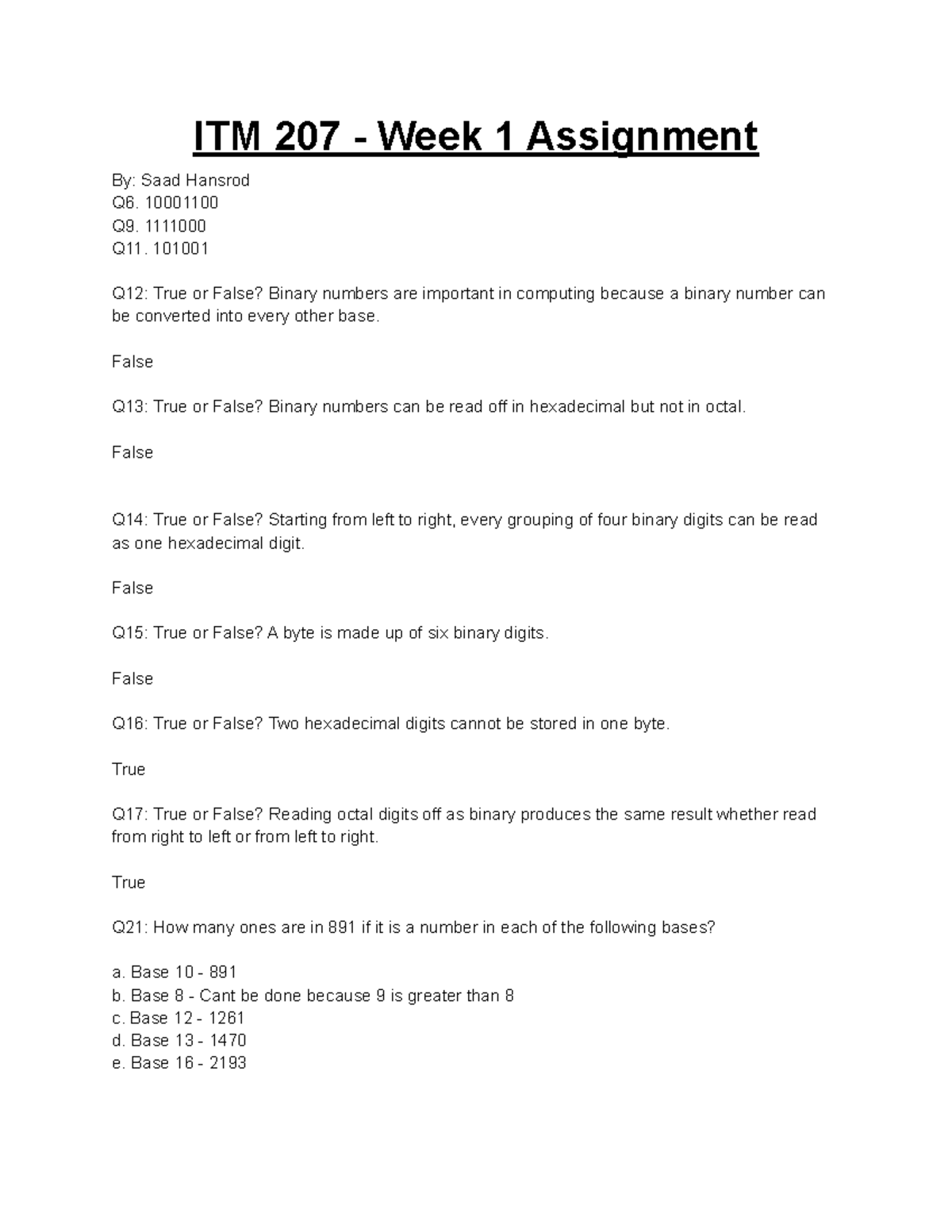 Itm207 Assingment Week 1 Saad Hansrod Itm 207 Week 1 Assignment By Saad Hansrodq6